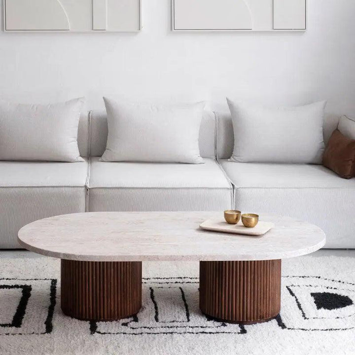 Table Basse en Travertin - Pierre Naturelle - Atelier Travertin